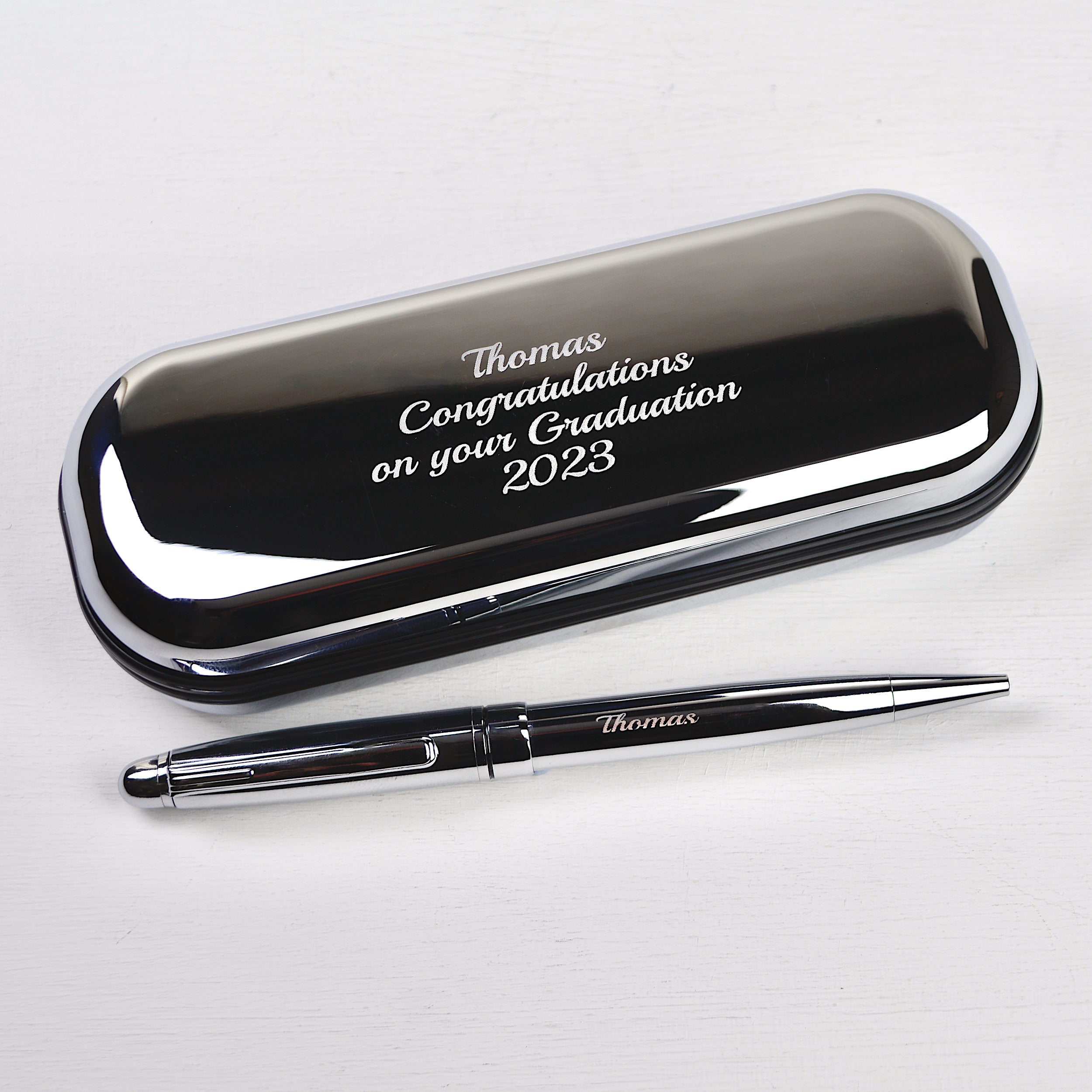 Personalised Boxed Chrome Pen – Penelopetom