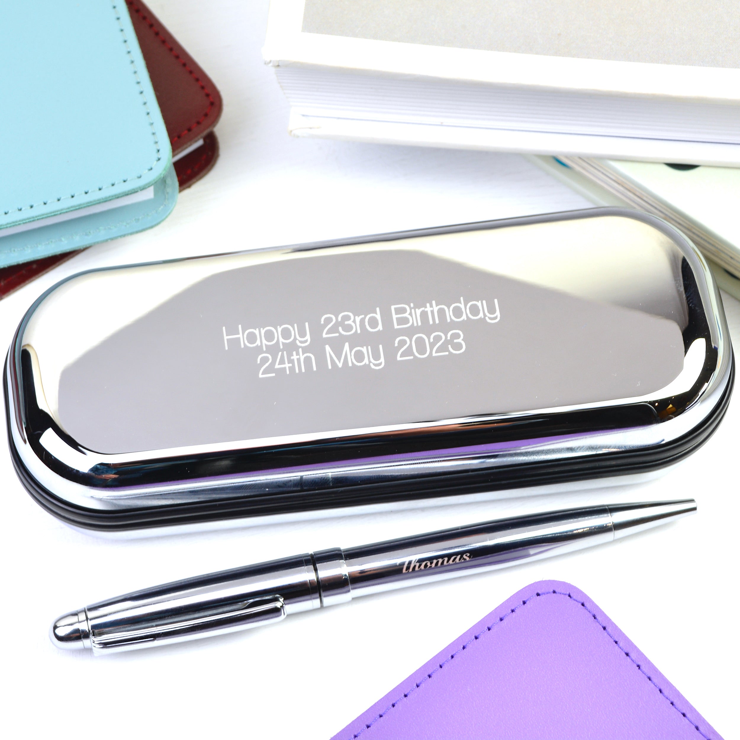 Personalised Boxed Chrome Pen – Penelopetom