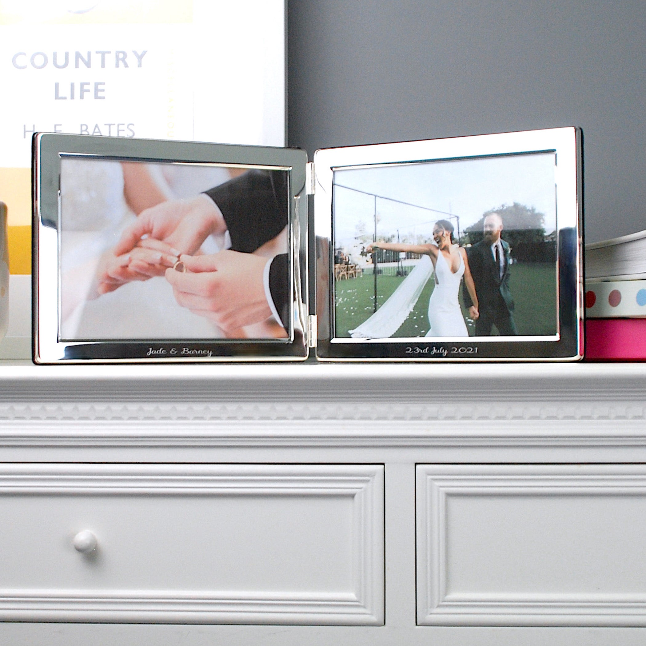 Personalised Silver-Plated Double Landscape Photo Frame – Penelopetom